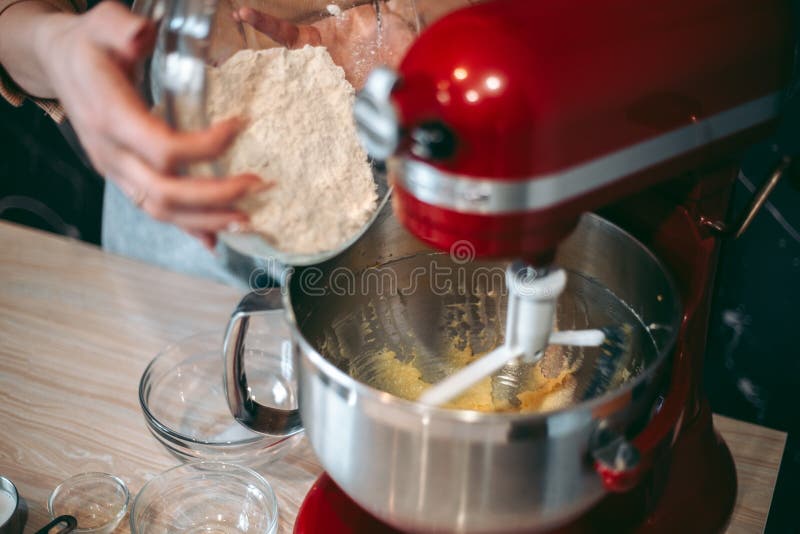 The Baking Process of Baking Pies and Cookies in the Kitchen Stock ...
