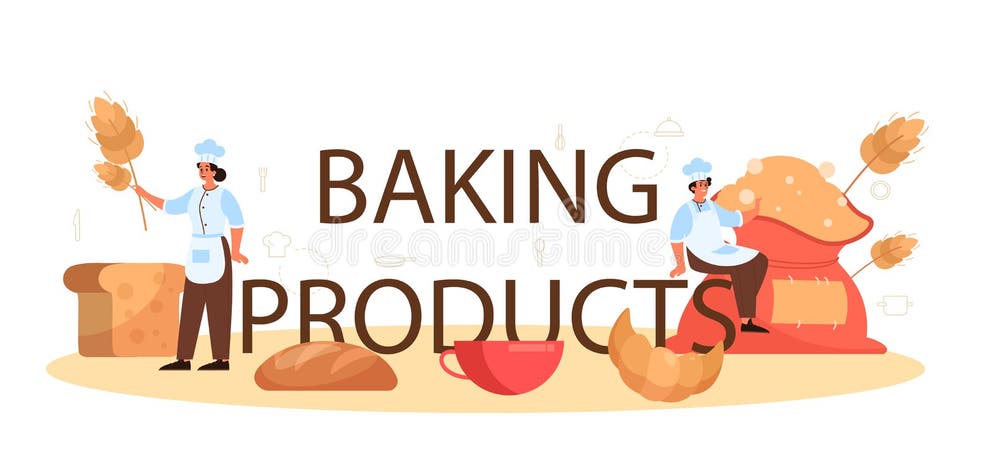 Baking Product Typographic Header. Chef in the Uniform Baking Stock ...