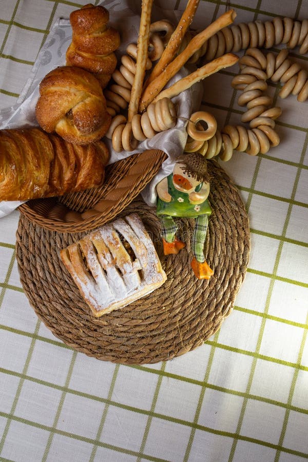 Baking Puff Pastry with Apple Filling on the Table Top View Stock Photo ...
