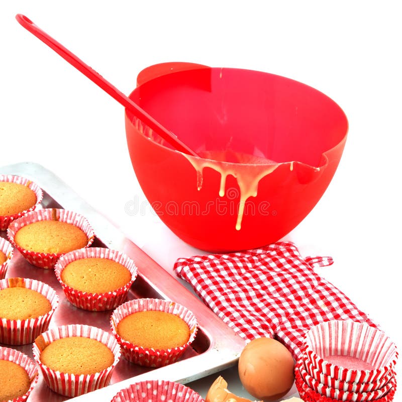 Baking red cup cakes stock image. Image of baking, white - 12164717