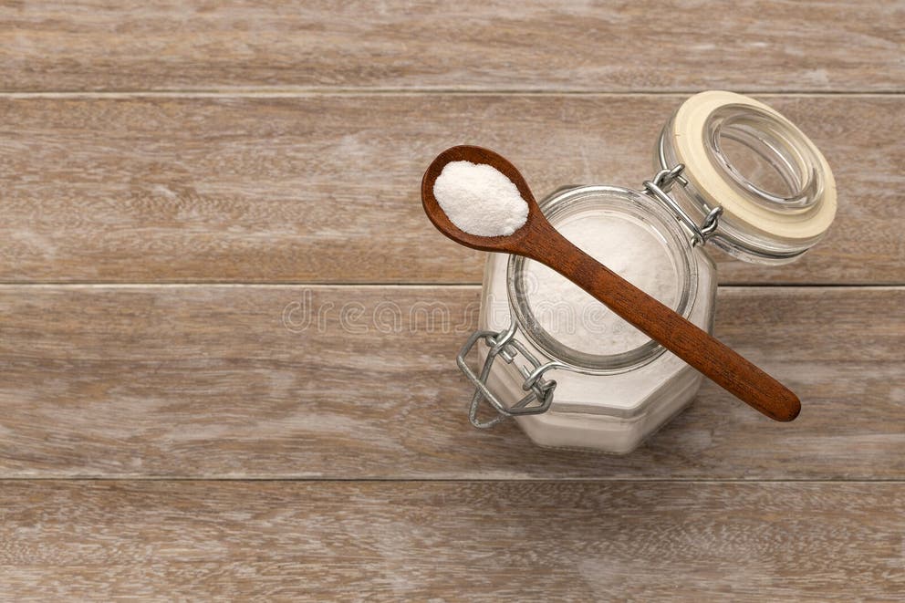 Baking Soda - Crystalline Solid Compound in the Glass Jar and Spoon ...