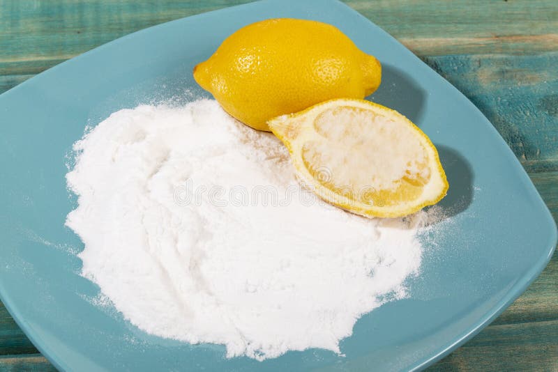Baking Soda in Powder with Meyer Lemon Stock Image - Image of house ...
