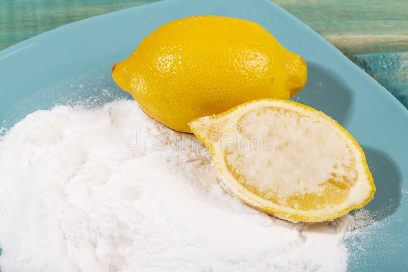 Baking Soda in Powder with Meyer Lemon Stock Photo - Image of baking ...