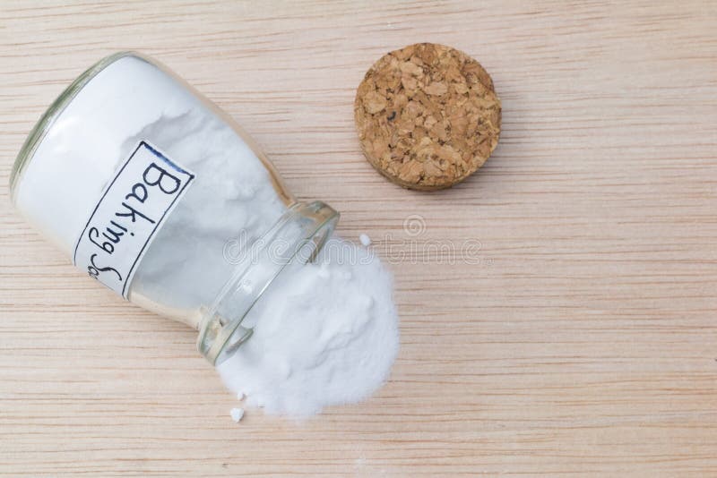 Baking Soda on Wooden Table Stock Photo - Image of healthy, white ...