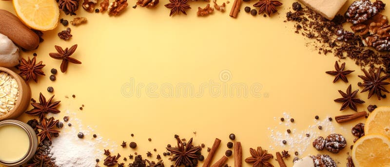 Baking Spices Frame Border Background Yellow Royalty Free Image Stock ...