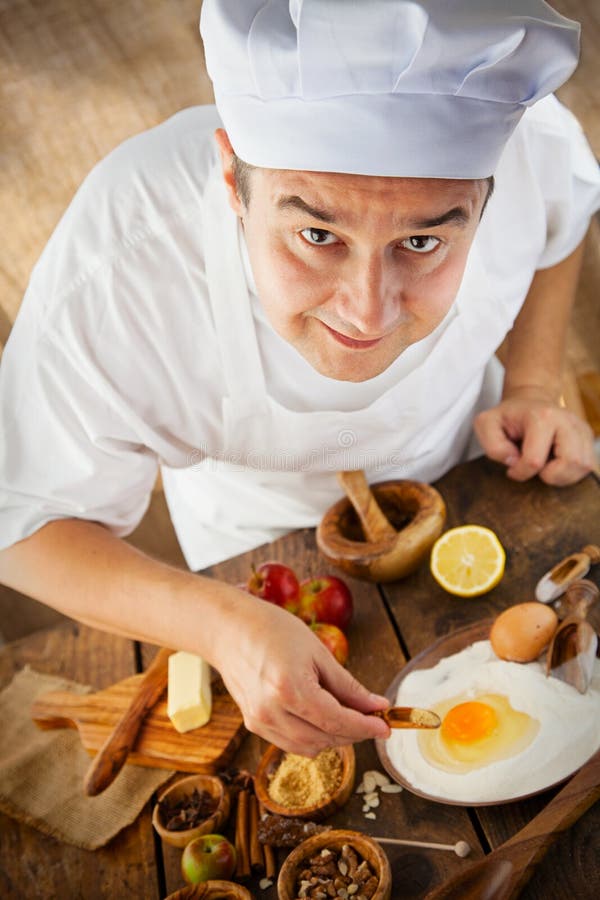 Asian Man Baking Cake in Home Kitchen Stock Photo - Image of delicious ...