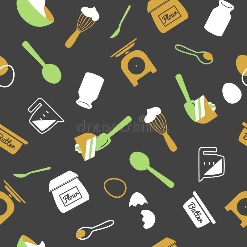 Baking Time Vector Graphic Silhouette Seamless Pattern Stock Vector ...