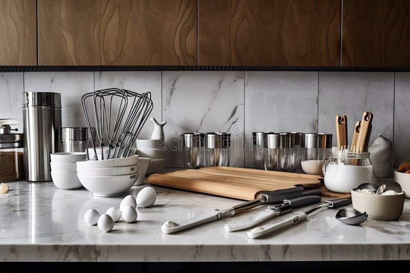 Baking Tools and Equipment in a Sleek, Modern Setting Stock ...