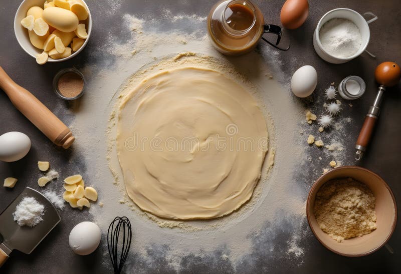 Baking Tools and Ingredients on Table Stock Image - Image of rustic ...