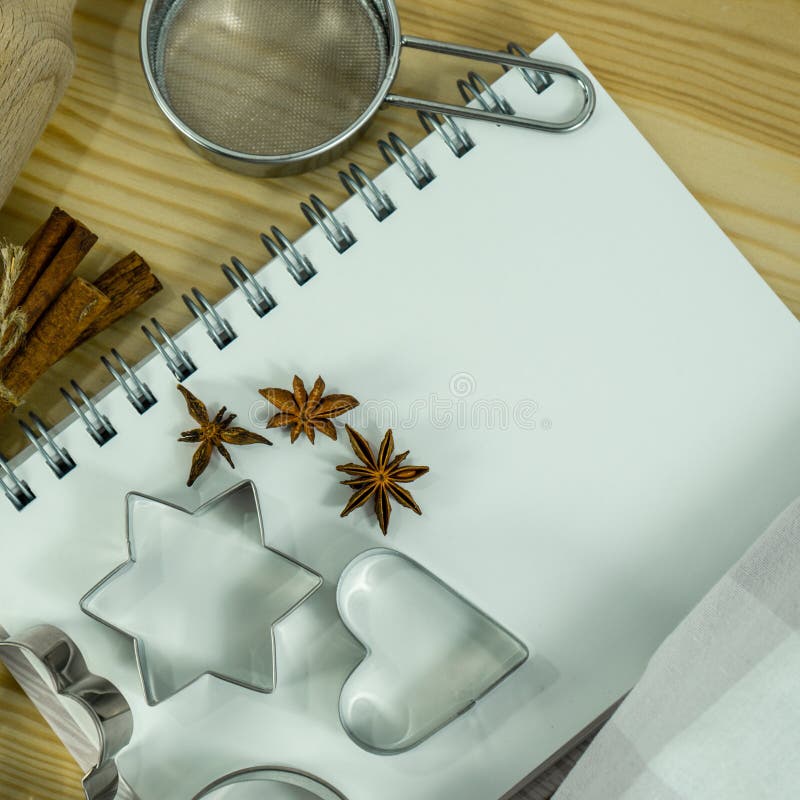 Baking Tools and Kitchen Equipment are Laid Out on a Table Sprinkled ...