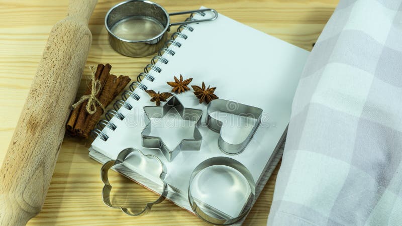 Baking Tools and Kitchen Equipment are Laid Out on a Table Sprinkled ...