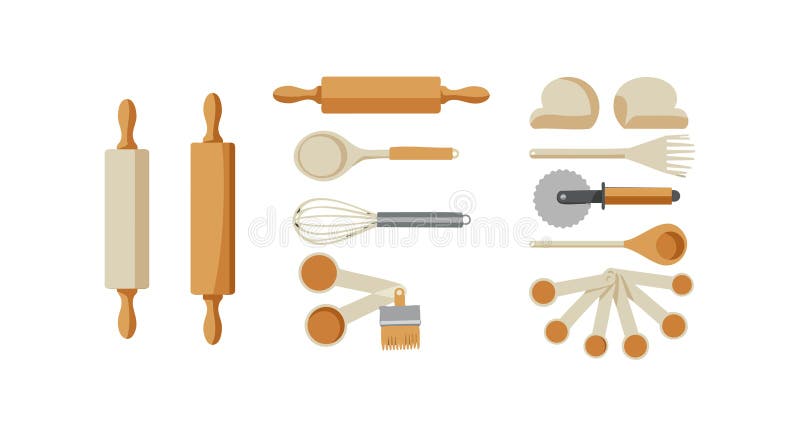 Baking Tools Rolling Pins Measuring Spoons Dough Cutter Whisk Kitchen ...