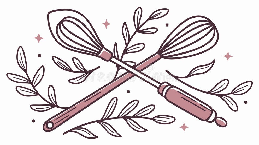 Baking Tools Whisk and Rolling Pin, Kitchen Essentials, Vector Design ...