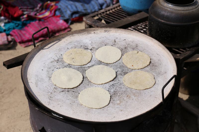 Baking Tortillas on the Fire - Guatemalan Pupusas Stock Image - Image ...