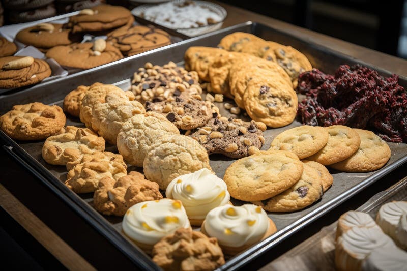 Baking Tray, Filled with Different Kinds of Cookies and Pastries Stock ...
