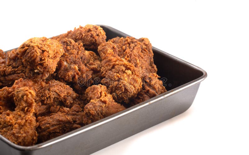 Baking Tray Filled with Homemade Crispy Fried Chicken Stock Image ...