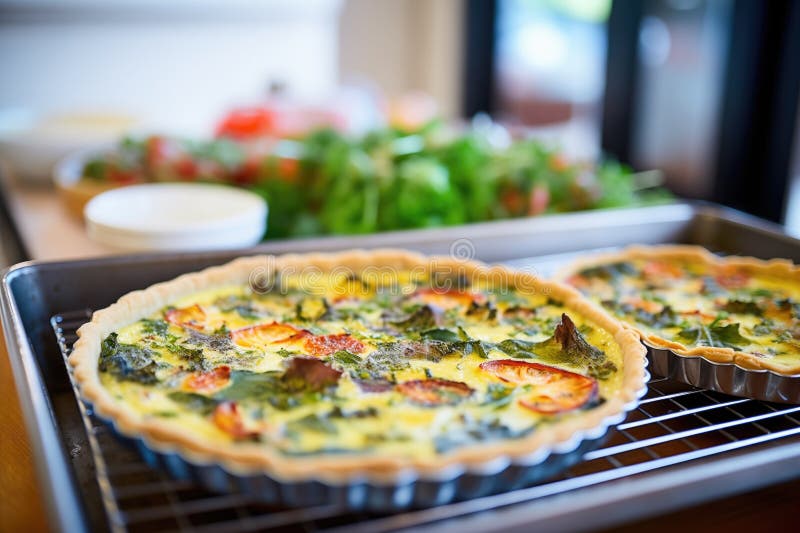 Baking Tray with Quiches Fresh Out of the Oven Stock Photo - Image of ...