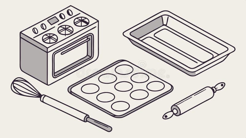 Baking Tray and Utensils, Kitchenware and Cooking Tools Vector Design ...