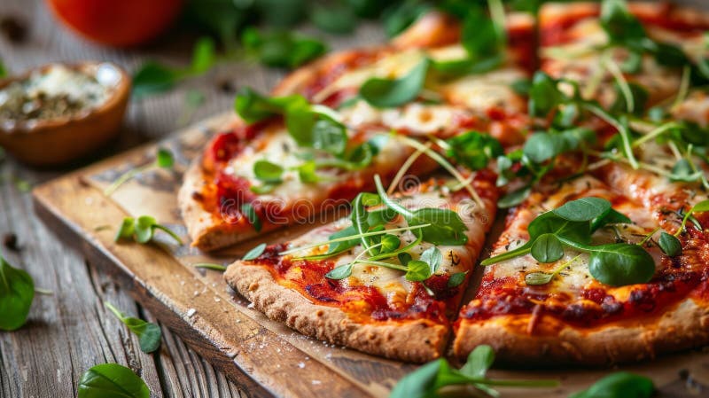 Microgreen Vegan Pizza Recipe Stock Illustration - Illustration of ...