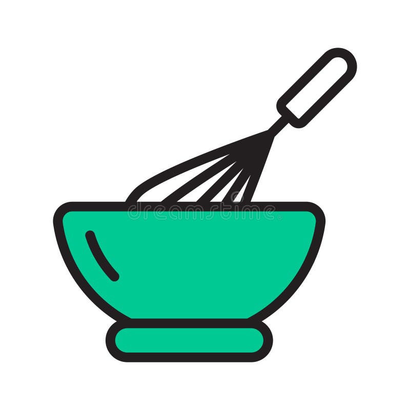 Baking Whisk Bowl Icon Designed in Outline Style Stock Illustration ...