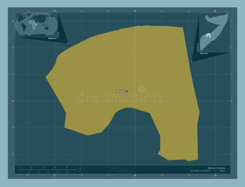 Bakool, Somalia. Solid. Labelled Points of Cities Stock Illustration ...