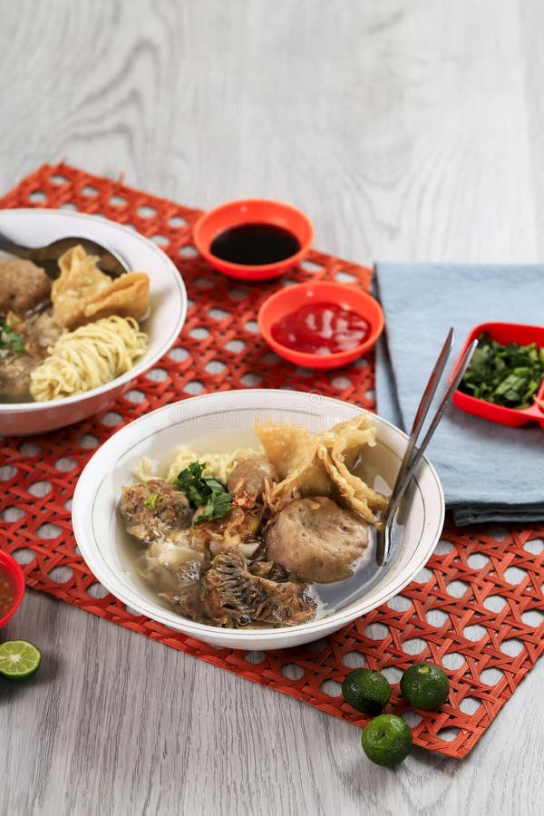 Bakso Malang Komplit is Meatball Typically from Malang, Stock Photo ...