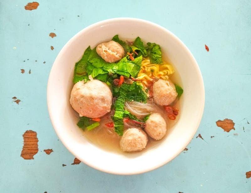 Bakso, a Meatball Soup from Indonesia. Stock Photo - Image of fruit ...