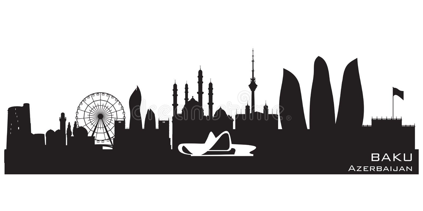 Baku Azerbaijan City Map In Black And White Color In Retro Style