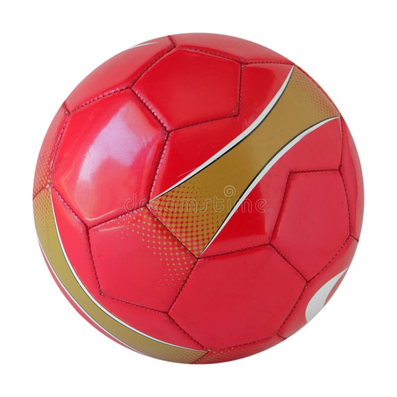 Balón de fútbol rojo imagen de archivo. Imagen de amarillo - 6384285