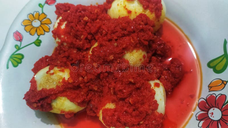 Balado Fried Egg, a Typical Minangkabau Food from West Sumatra Stock ...