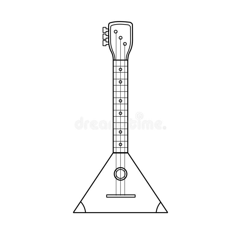 Balalaika Musical Instrument Style Hand Drawn. Vector Black and White ...