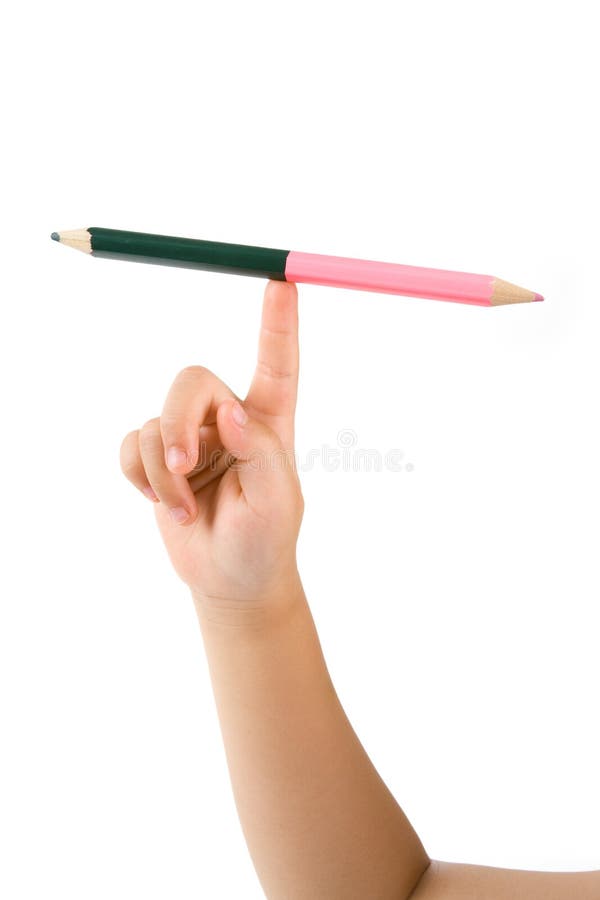 Balance Two Color Pencil and Hand Stock Photo - Image of creativity ...