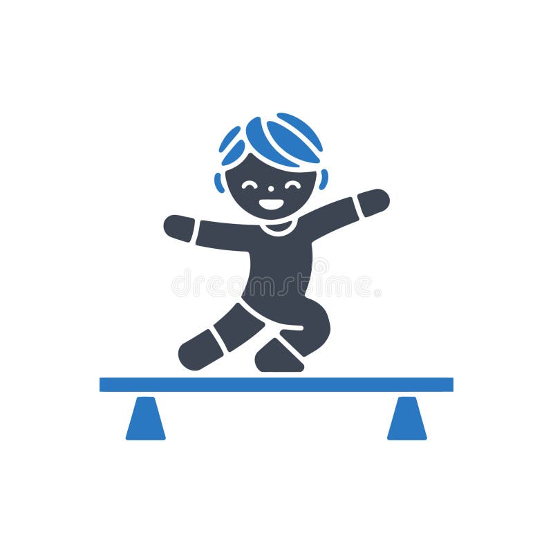 Balance Beam Play Icon stock illustration. Illustration of activity ...