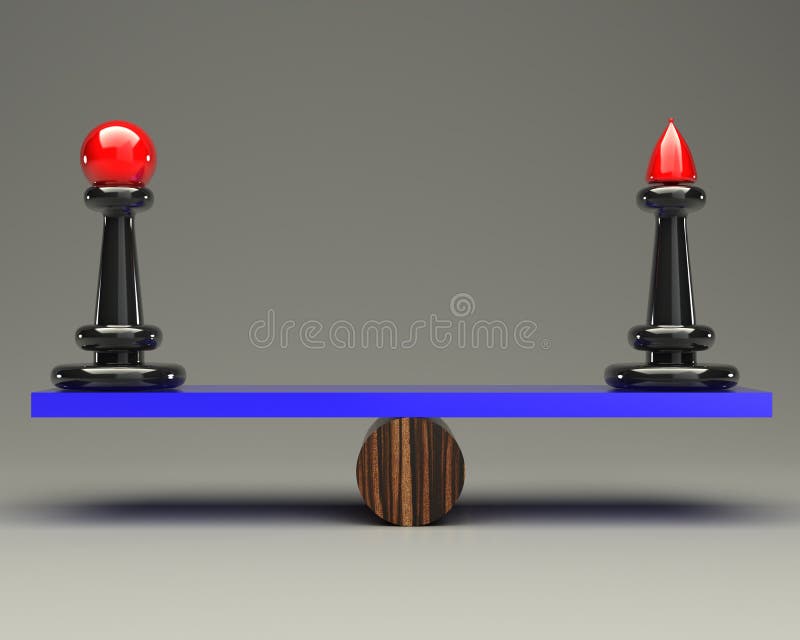Balance Concept King and Queen Chess 3d Stock Illustration ...