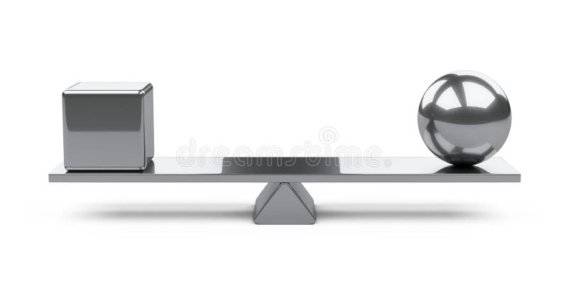 Balance Concept - Box and Ball on a Board. Stock Illustration ...