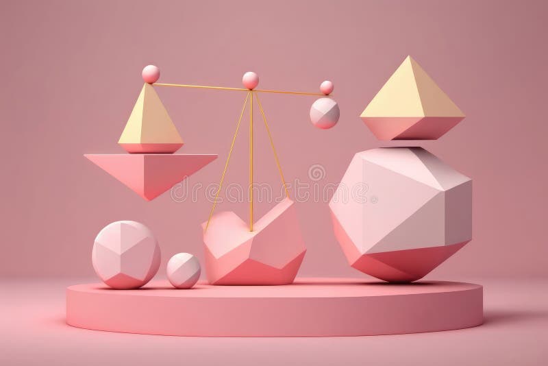 Balance Concept. Illustration of Colored Geometric Shapes in 3d Style ...