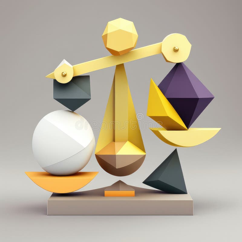 Balance Concept. Illustration of Colored Geometric Shapes in 3d Style ...