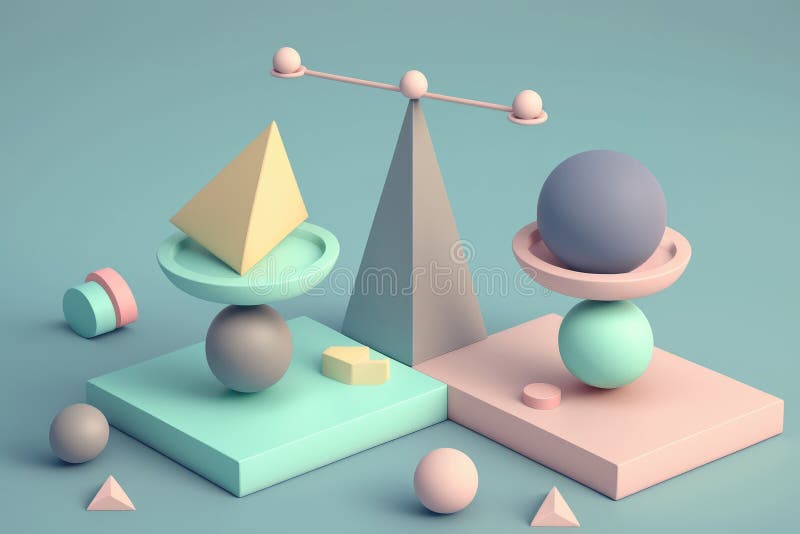 Balance Concept. Illustration of Colored Geometric Shapes in 3d Style ...