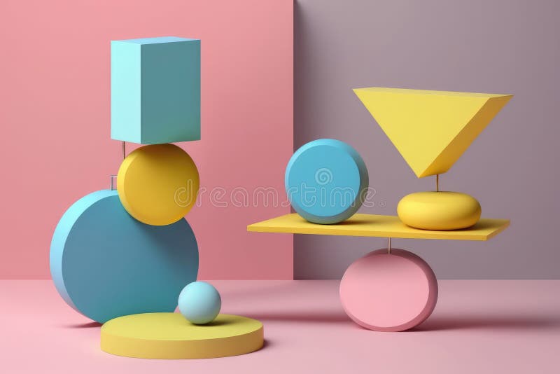 Balance Concept. Illustration of Colored Geometric Shapes in 3d Style ...
