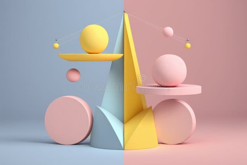 Balance Concept. Illustration of Colored Geometric Shapes in 3d Style ...