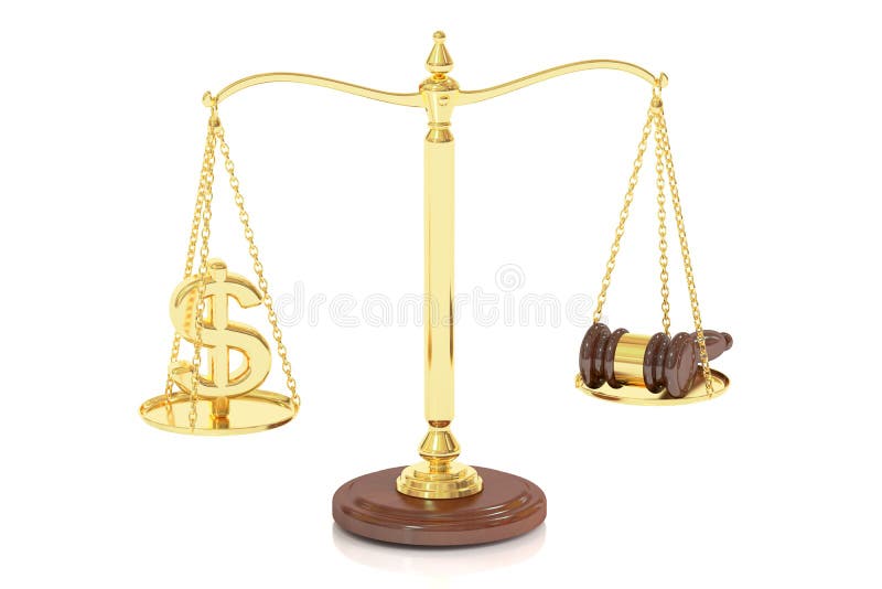 Balance Concept on the Scales, Law and Money. 3D Rendering Stock ...