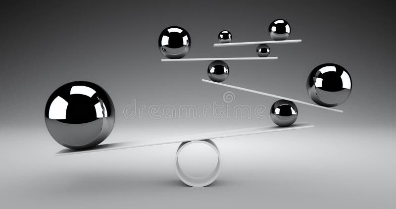 Balance Concept. Silver Spheres Rolling Back and Forth Slowly Balancing ...