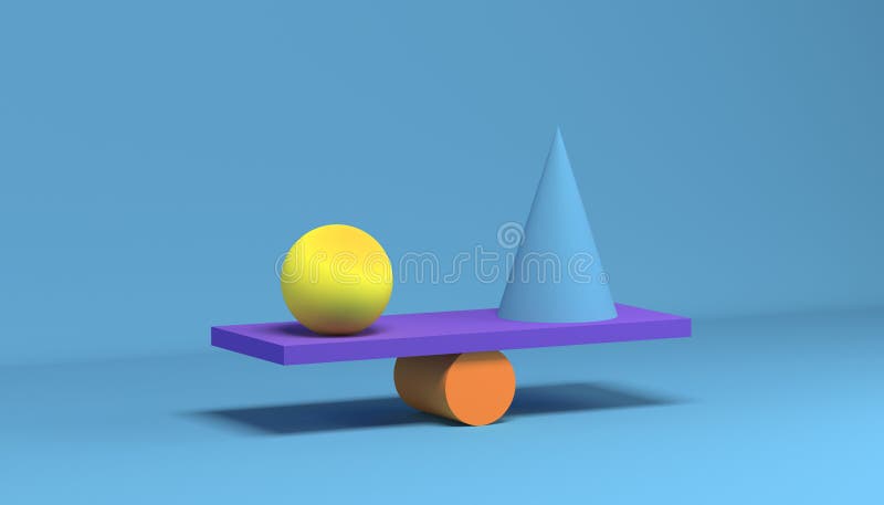 Balance of Different Geometric Shapes. 3d Visualization Stock ...