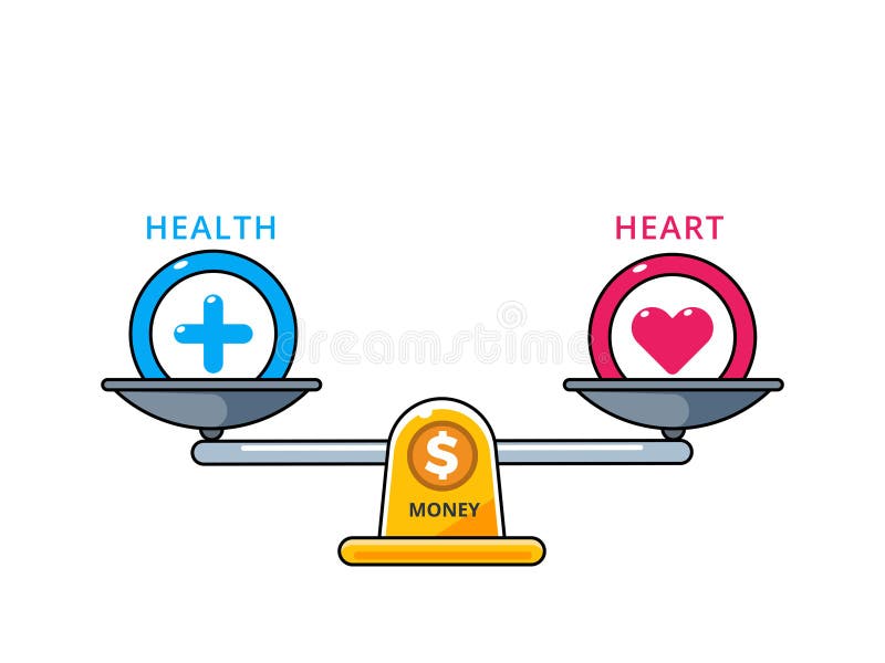 A Balance between Health and Heart. Isolated Vector Illustration Stock ...
