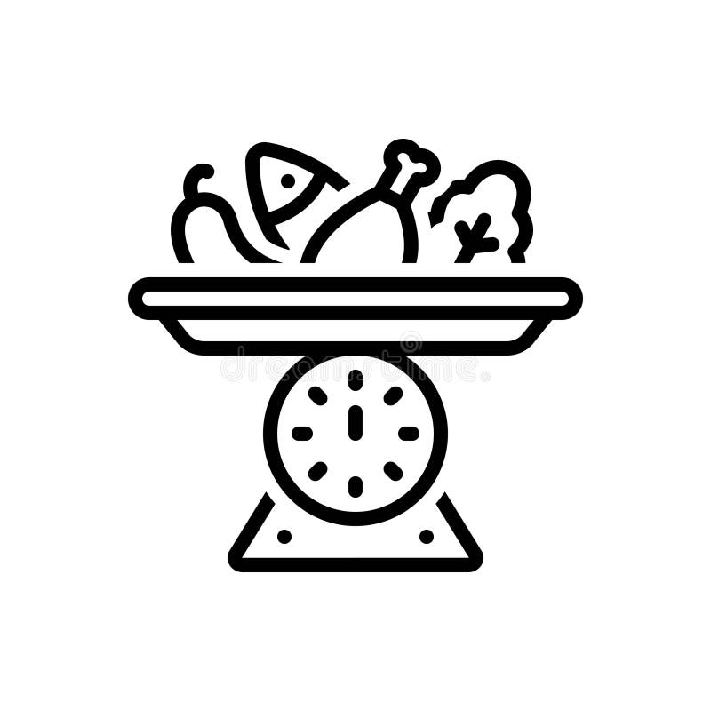 Black Line Icon for Balance, Diet and Eat Stock Illustration ...