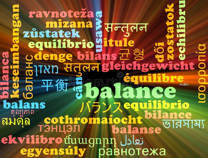 Balance Multilanguage Wordcloud Background Concept Glowing Stock ...