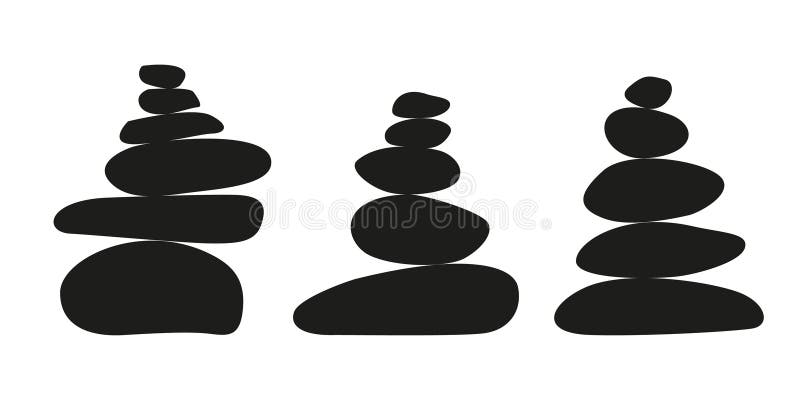 Balance Pebble Stone Silhouette. Black and White Harmony Rock Shape ...
