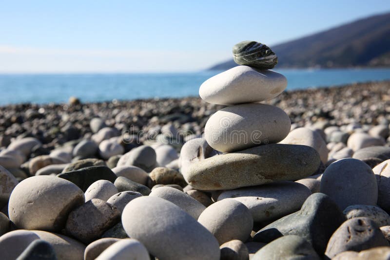 Balance Pebbles on the Beach. Stock Image - Image of group, closeup ...