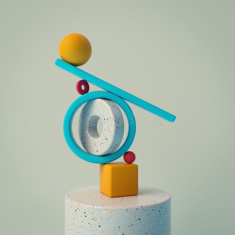 Primitive Objects Standing in Balance Stock Illustration - Illustration ...