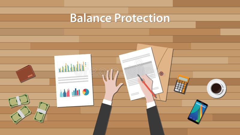 Balance Protection Concept with Business Man Work on Paper Document ...